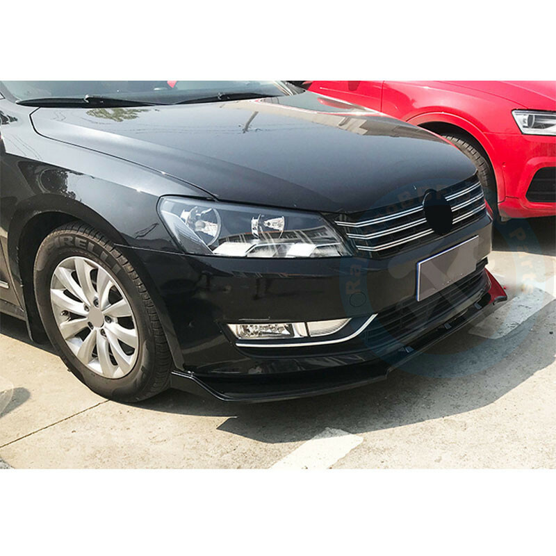 Bright Black Front Bumper 3-Stage Lip Spoiler Fit For VW USA Passat B7 ...