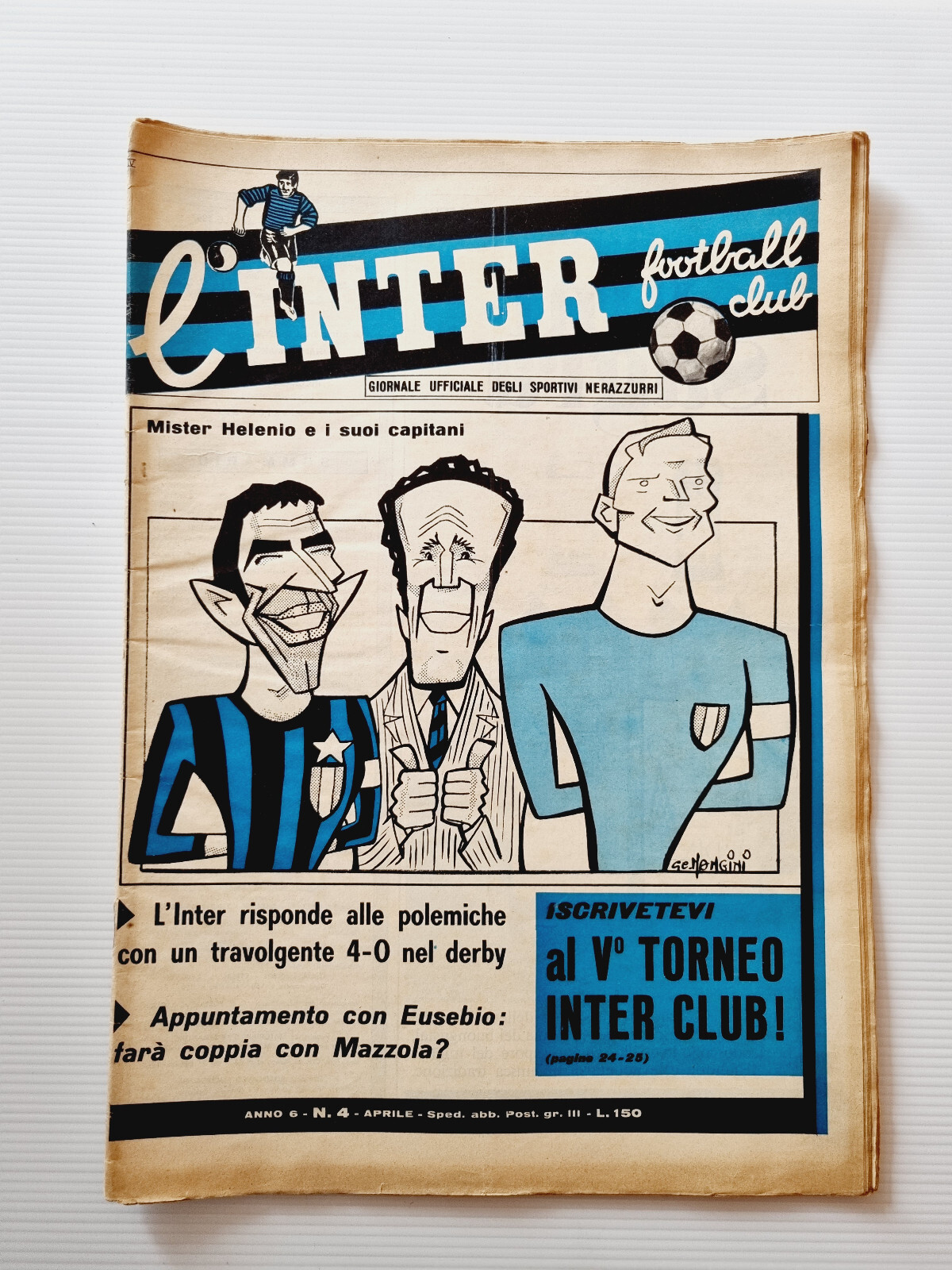 Inter Football Club Avril 4-1967 Publicité Pepsi-Vespa Super Sprint ...