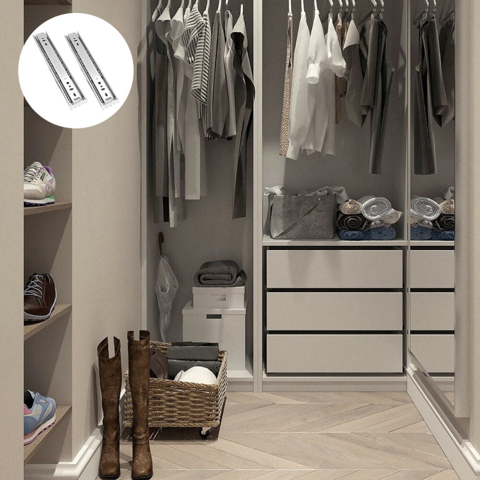 2 Pcs Stainless Steel Slide Rail Closet Extension Sliding Drawer | eBay UK