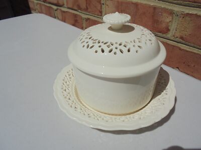 Leedsware England Classical Creamware Pierced Reticulated Butter Tub w ...