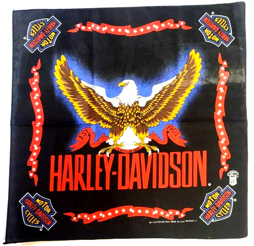 Harley Davidson Motorcycles American Eagle Black Bandana Dew Do Rag ...