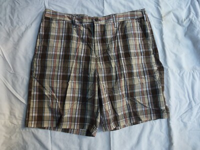 Mens Plaid CROFT & BARROW Flat Front Shorts 40 Inseam 8 1/2" | eBay
