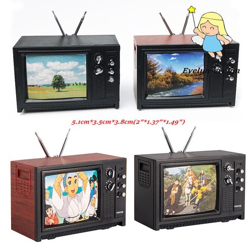 1x Vintage TV Mini Television Set Dollhouse Miniature 1/12 Furniture ...