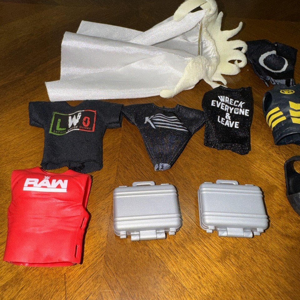 WWE Lot Of 15 Action Figure Shirts & Accessories Wrestling Mattel Elite ...