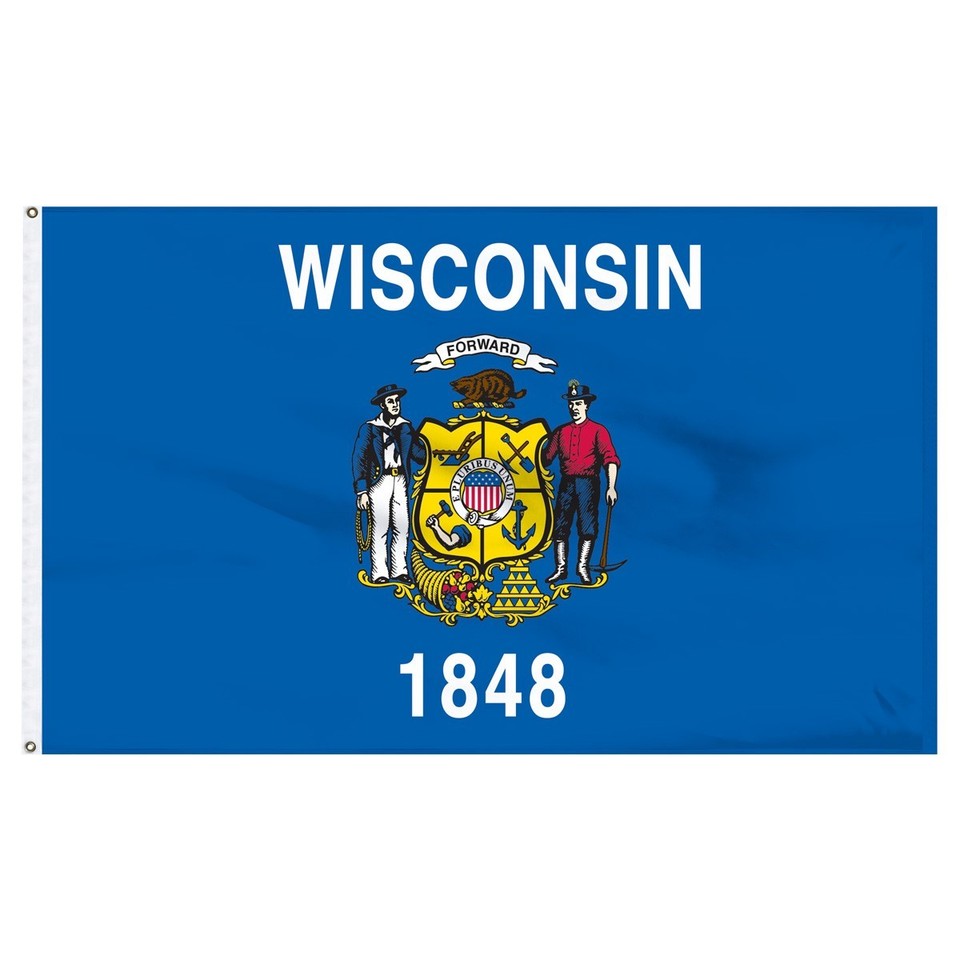 3x5 State of Wisconsin Flag House Banner Super Polyester grommets ...