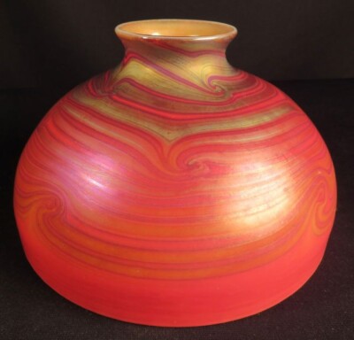 Saul Alcaraz Red & Gold Luster Aurene 10" Dome Santa Barbara Art Glass ...