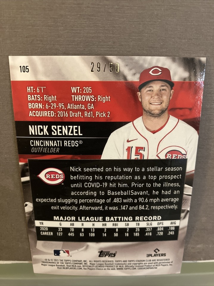 2021 Topps Stadium Club Nick Senzel Blue Parallel /50 #105 | eBay