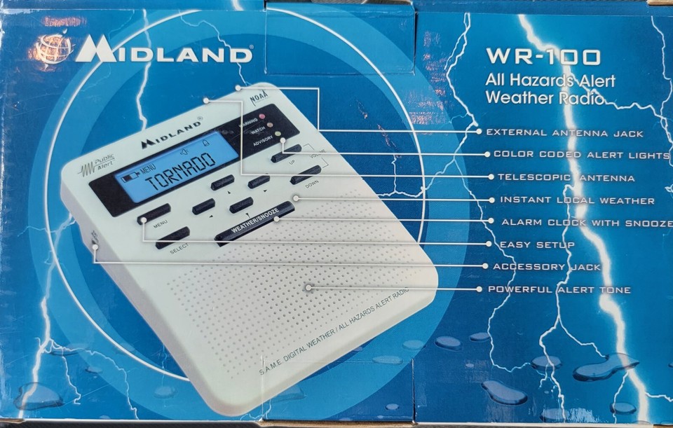 Midland WR100 Weather Alert Radio White NEW open box 86844756327 | eBay