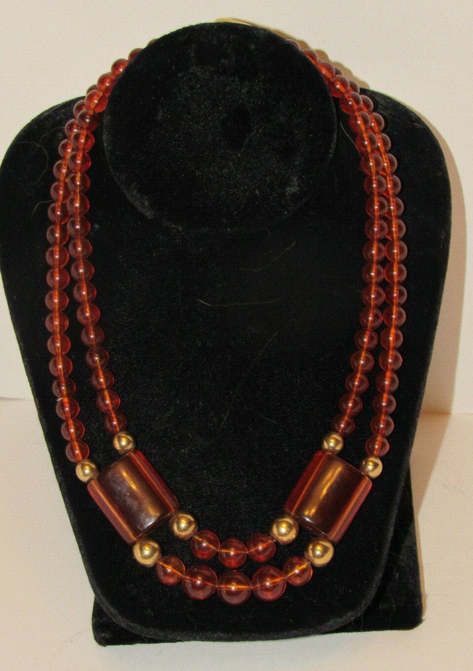 18" Simulated Amber Double Strand Necklace - Gem