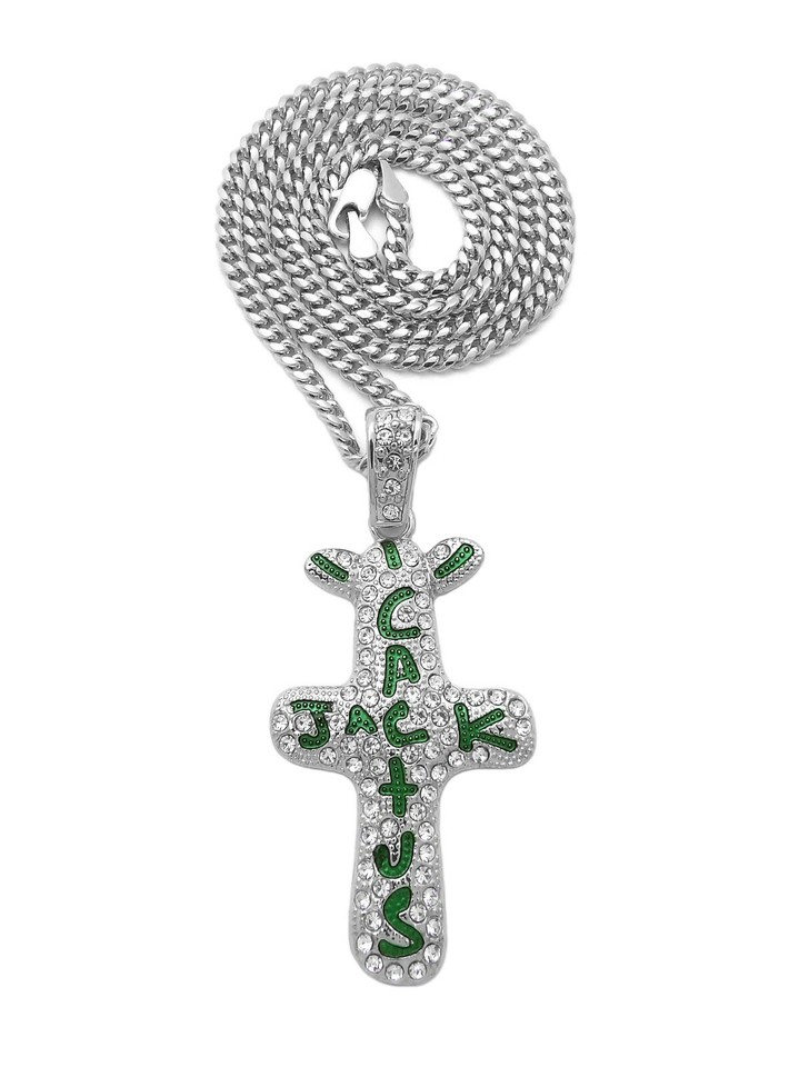 Hip Hop Travis Scott Cactus Jack Cross & 18" ~ 24" Cuban Rope Box Chain ...
