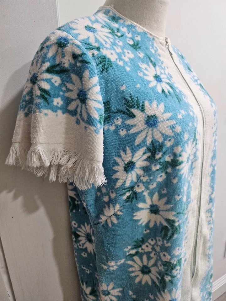 70s Towel Terry Cloth Coverup Tunic Beach Dress Zip Front S-M | eBay
