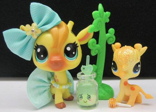 LITTLEST PET SHOP #3 #122 MINI LOFTY SUNGLOW BABY & MOM GIRAFFA SPOTLEY ...
