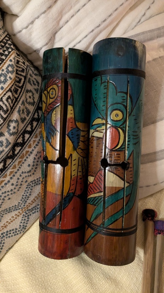 Vintage Hand Painted Guatemalan Bamboo Slit Tongue Drums | eBay