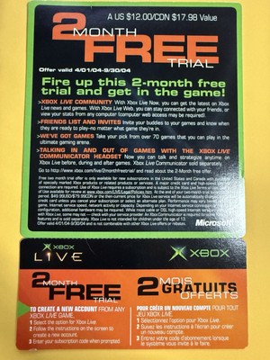Original Xbox Live 2 Month Trial 2004-05 Unused Codes UNSCRATCHED | eBay