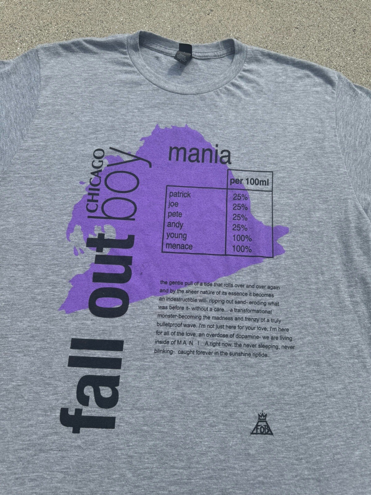 2017 Fall Out Boy Chicago Mania Band Tour T-Shirt Lar… - Gem