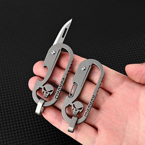 Titanium Alloy Key Chain Carabiner tool Foldable Outdoor EDC Multi Tool ...