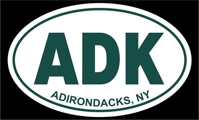 Adirondacks NY Green Oval car window bumper sticker decal 5" x 3" ADK ...
