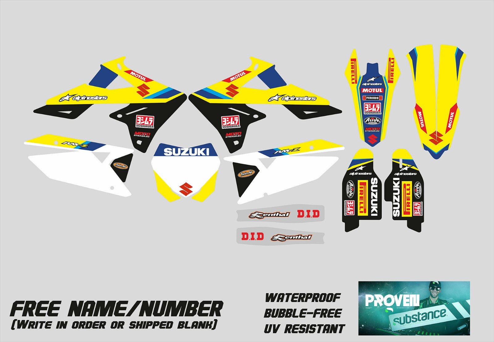 GRAPHICS KIT SUZUKI RMZ250 RMZ450 2018 2019 2020 2021 2022 2023 RMZ 250 ...