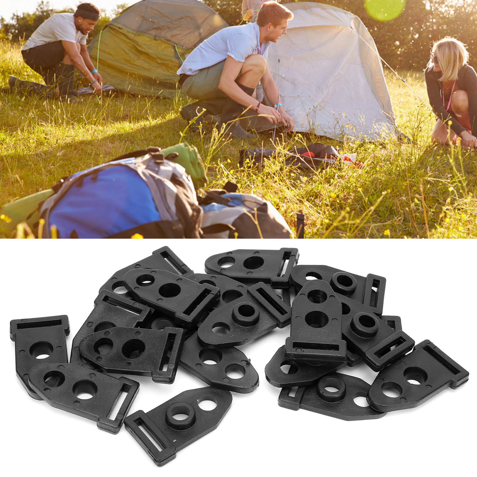 Two Holes Tent Ground Fixed Clip Nail Pole Rod Feet Clamp Accessories ...