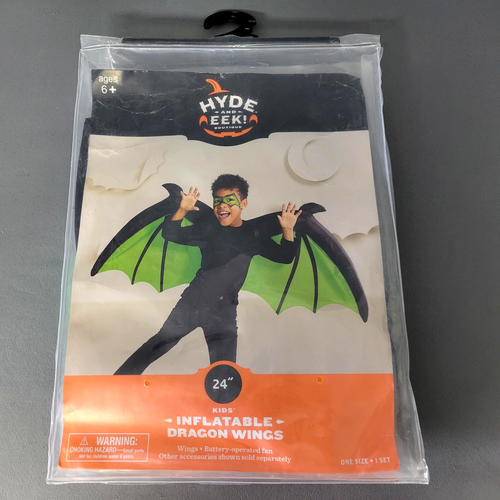 Hyde and Eek Kids Inflatable Dragon Wings 24 Inch Green Black Halloween ...
