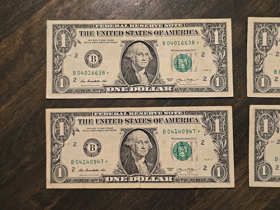 2013 B New York Dollar Bill Star Note Lot of 4, All In Duplicate Range ...