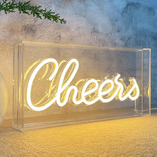 Cheers Neon Sign Light LED Sign for Bar Decorations Warm White Cheers ...