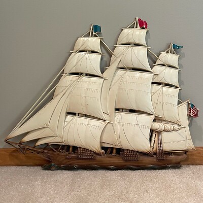 Vintage 1962 Syroco Mayflower Sailboat Ship 27” Wall Plaque Decoration ...