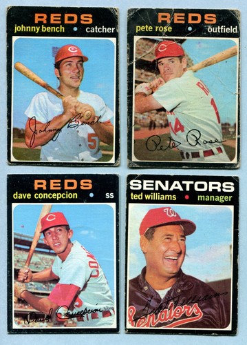 1971 Topps Lot Pete Rose Johnny Bench Dave Concepcion ROOKIE Williams ...