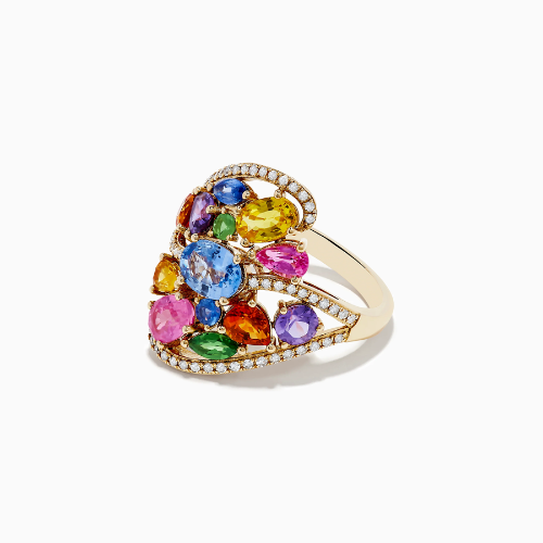 Multi Gemstone Cocktail Ring 925 Sterling Silver Right Hand Party Wear ...