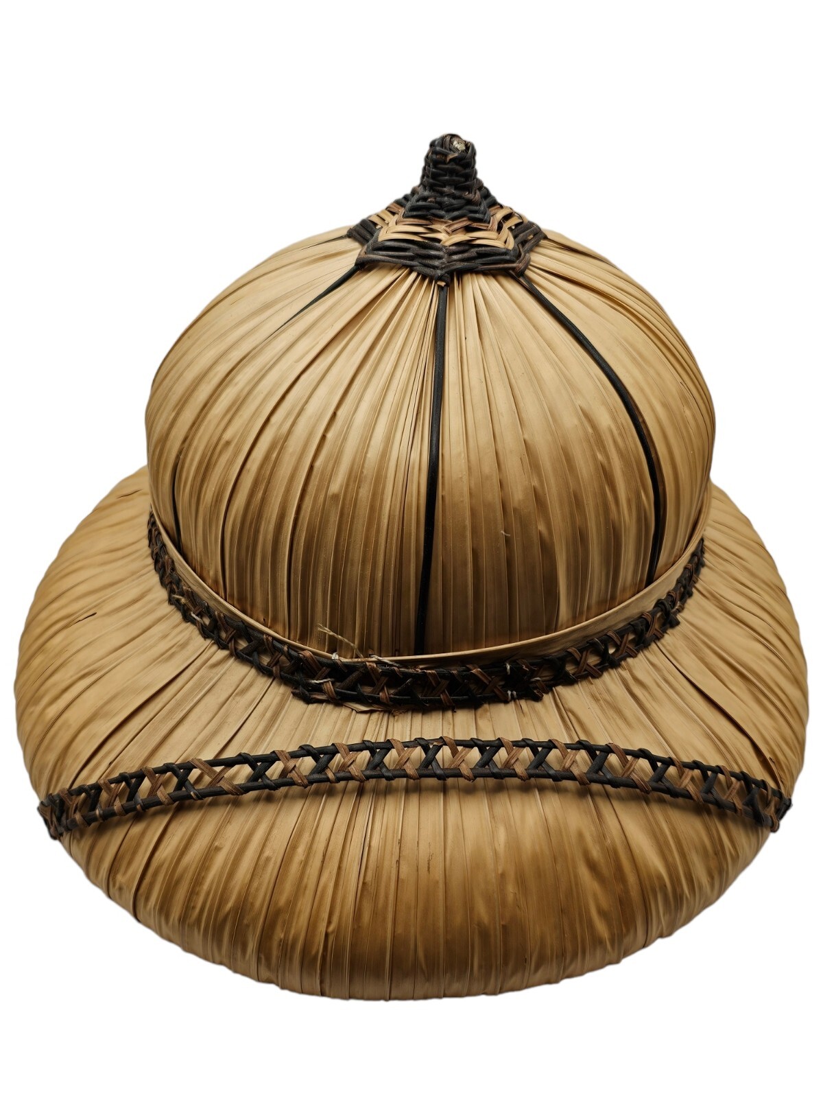 Vintage Straw/Palm Pith Helmet Safari Jungle Tropical… - Gem