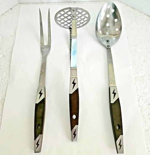 MCM Japan Stainless Steel Teak Handle Lightning Bolt Kitchen Utensil ...