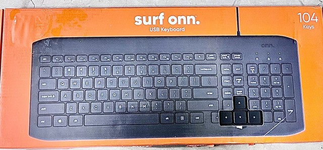 ONN Surf USB Computer Keyboard With 104-keys and 5 FT Cord 100009052 ...