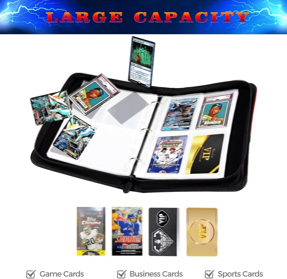 400 Cards Football Card Binder, 4-Pocket Card Collections Trading Card ...