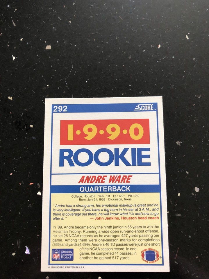 1990 Score Rookie Andre Ware card 292 | eBay