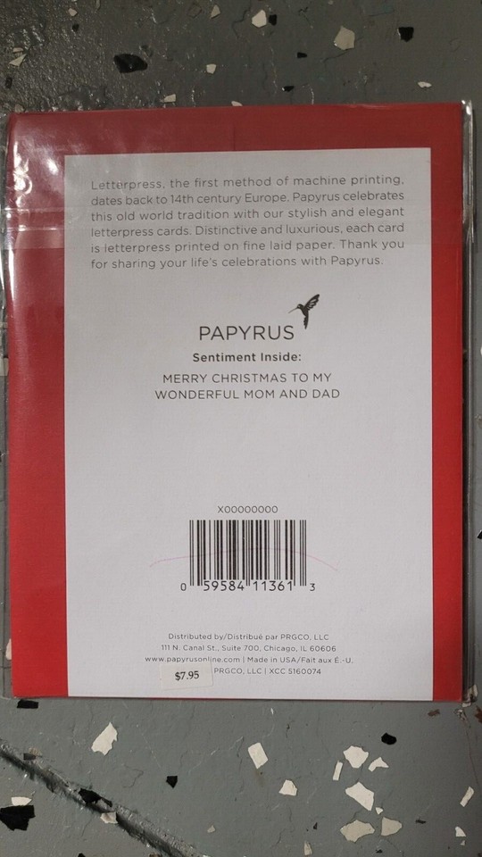Papyrus Merry Christmas Happy Holidays Card - Brand New - Parents | eBay