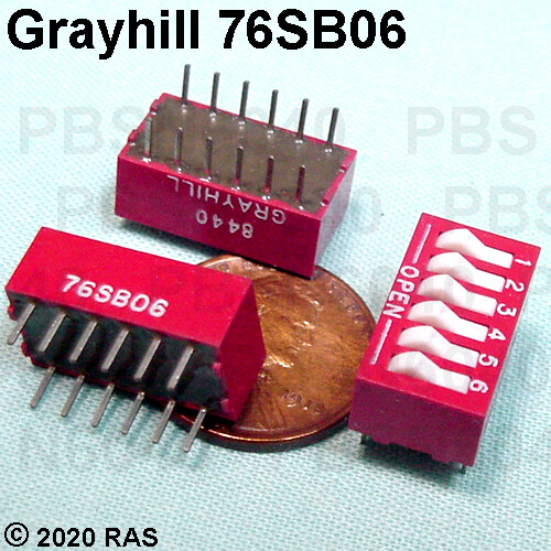 (10) SPST Raised DIP Rocker Switches, Mil-Spec, Grayhill 76SB06 * USA ...
