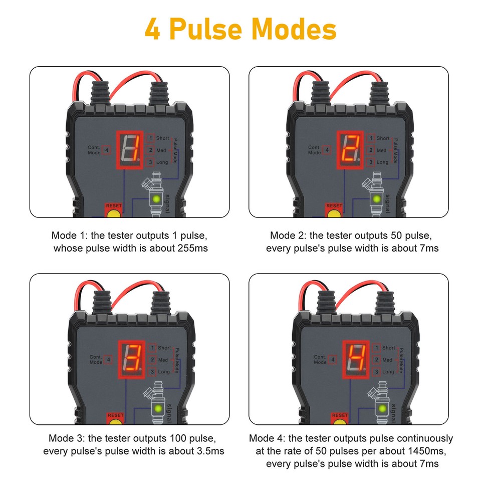 Car Fuel Injector Tester 4 Pulse Modes 12V Car Injector Cleaner ...