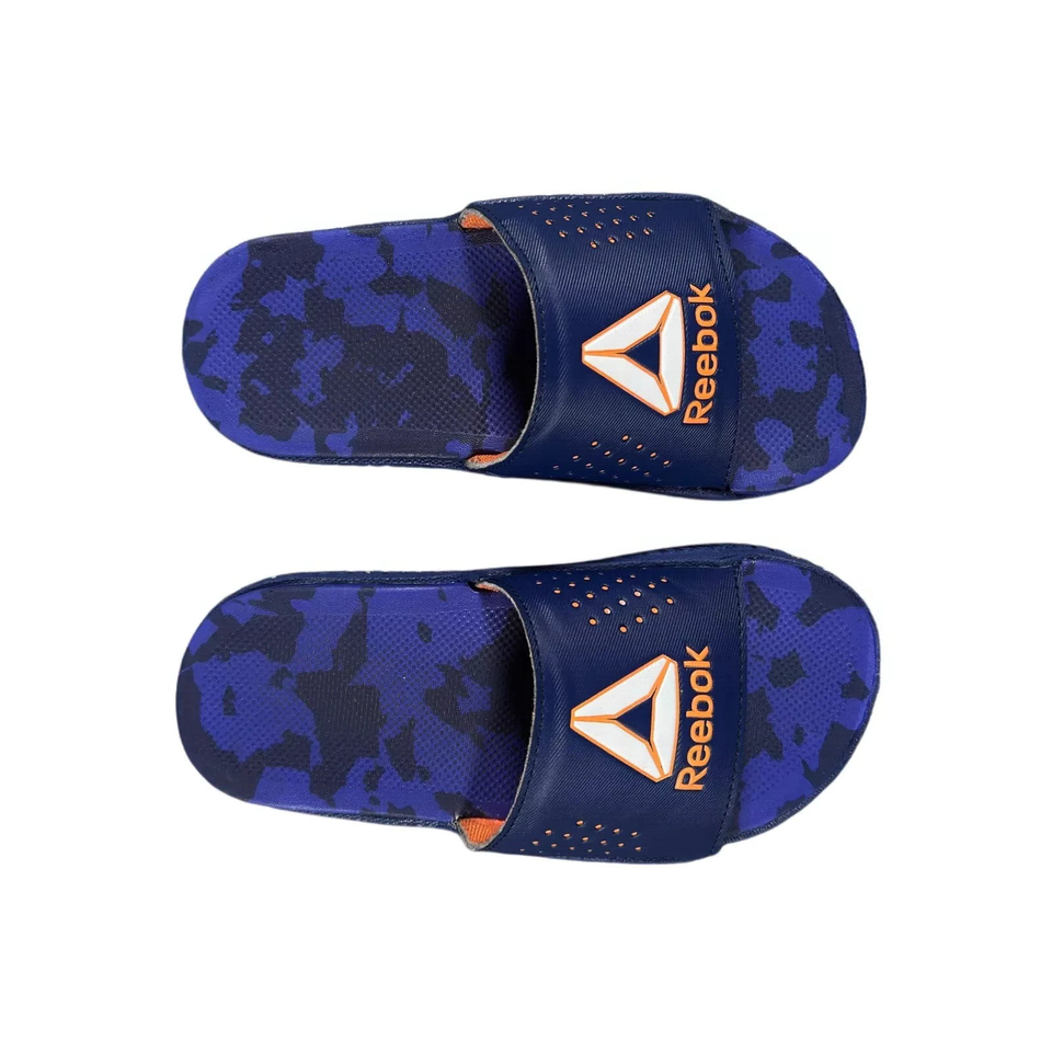 Reebok Pervade Comfort Slides Youth Boys Size 1 Blue Camouflage Orange ...