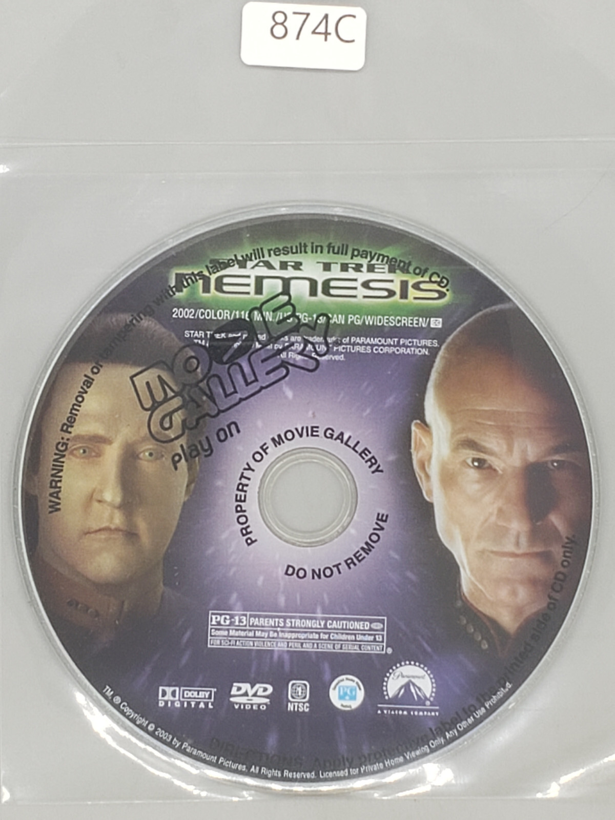 Star Trek: Nemesis (DVD, 2003, Widescreen Former Rental) Disc Only No ...