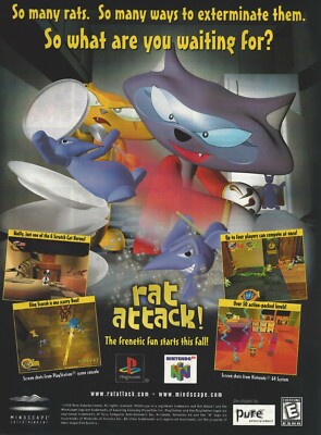 Rat Attack! Print Ad/Poster Art Playstation PS1 Nintendo 64 N64 | eBay