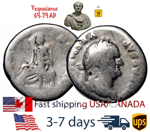 Ancient Roman Empire Coin Silver Denarius Vespasian 69 - 79 AD ...