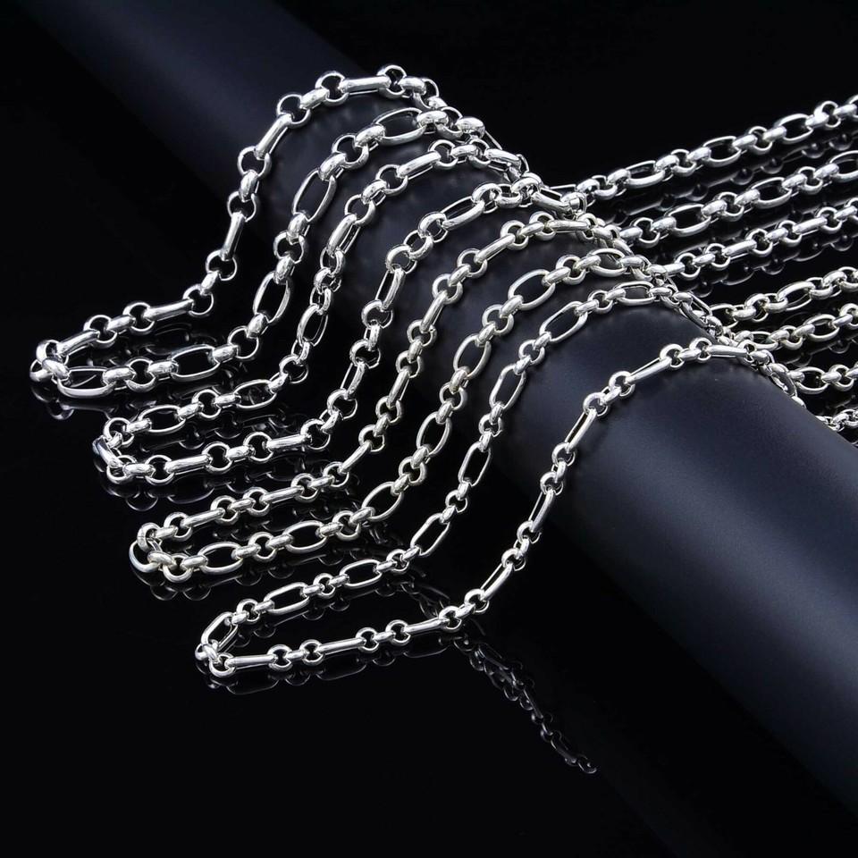 A26 Pea Chain And Anchor Chain Combined 4 MM Silver 925 Length 45 CM ...