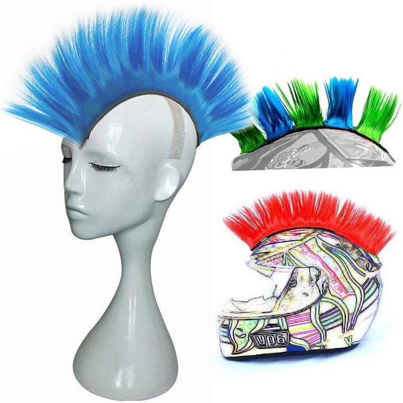 Motorcycle Adhesive Helmet Mohawk Hair Patches Skinhead Costumes Punk ...