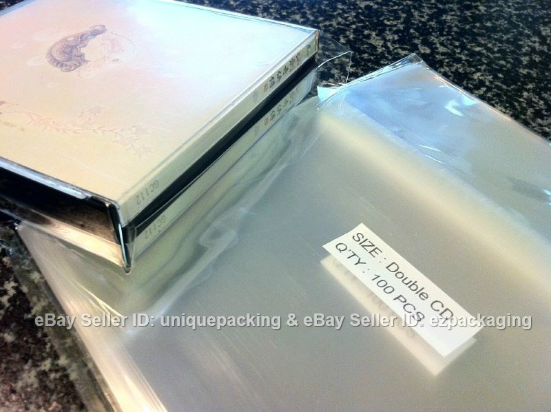 2000 Double CD Jewel Case Resealable Cello Cellophane Poly Bags Sleeves ...