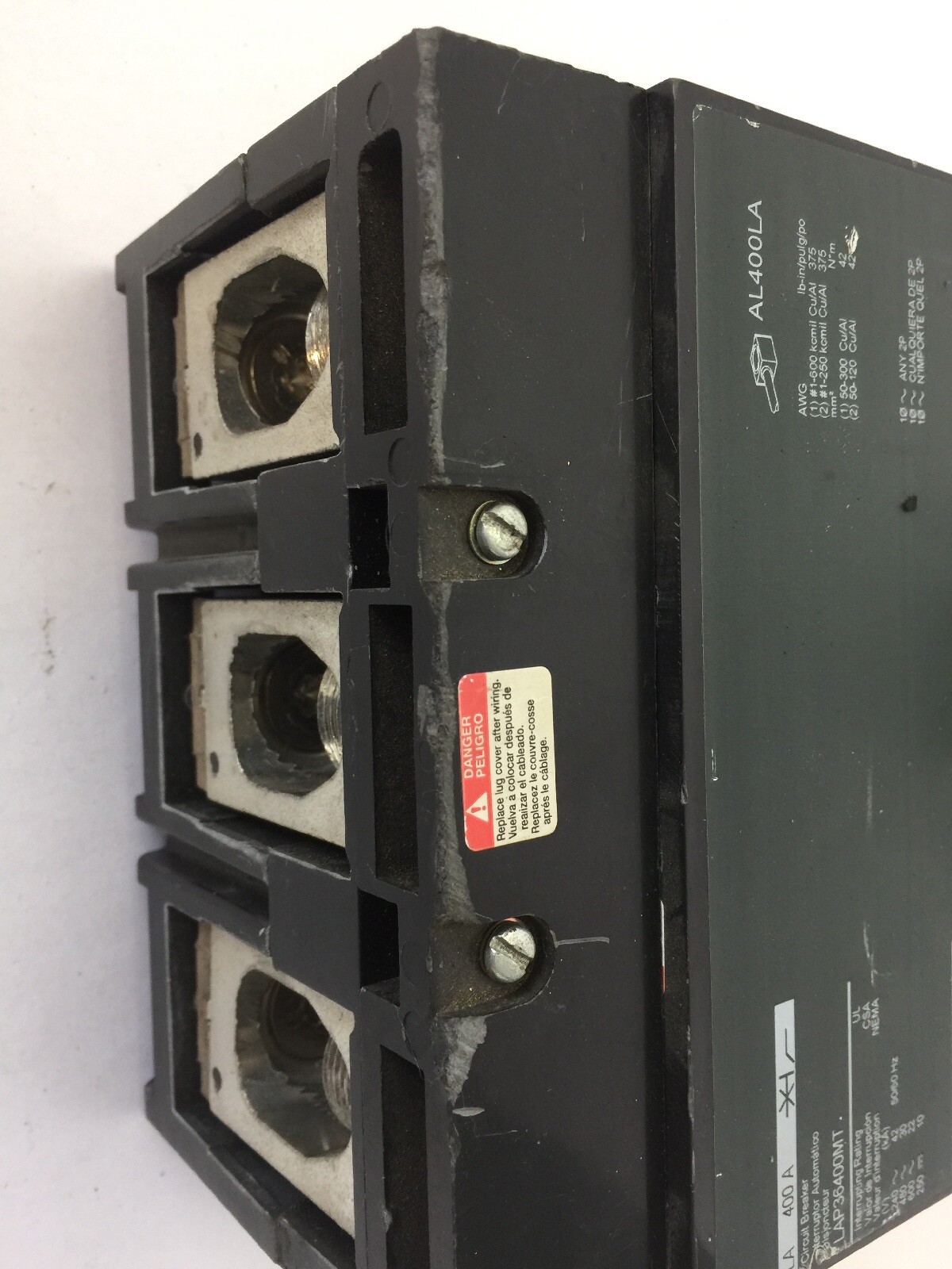 SQUARE D LAP36400MT CIRCUIT BREAKER 400A 250VDC 600VAC LA400A AL400LA ...