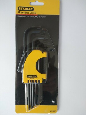 Stanley 9pc Long Star Key Set T10,T15,T20,T25,T27,T30,T40 T45,T50 ...