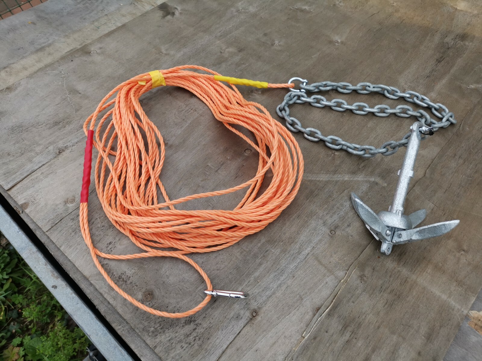 0.7KG grapnel anchor Kit 3ft Chain 40ft ora rope Kayak Canoe Sup Paddle ...