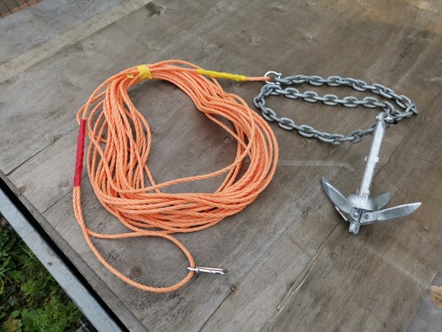 0.7KG grapnel anchor Kit 3ft Chain 40ft ora rope Kayak Canoe Sup Paddle ...