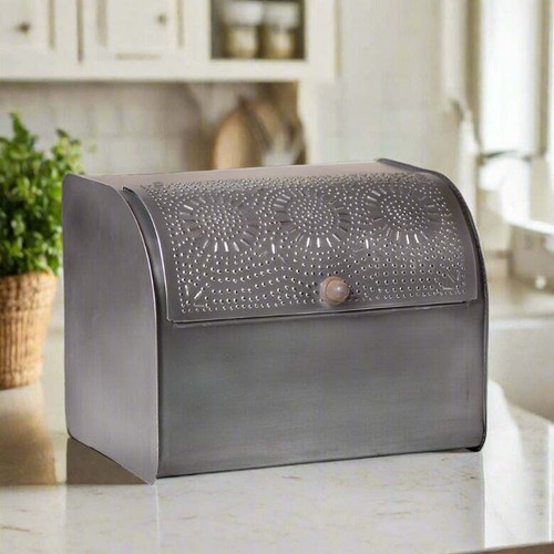 Primitive Colonial Punched Tin Bread Box in Antique Tin | eBay