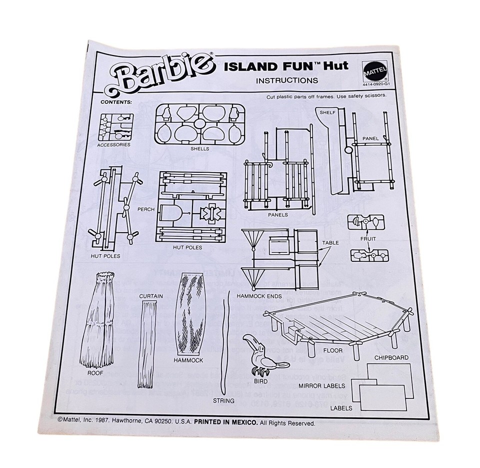 1987 Mattel Barbie Island Fun Hut Set Near Complete | eBay
